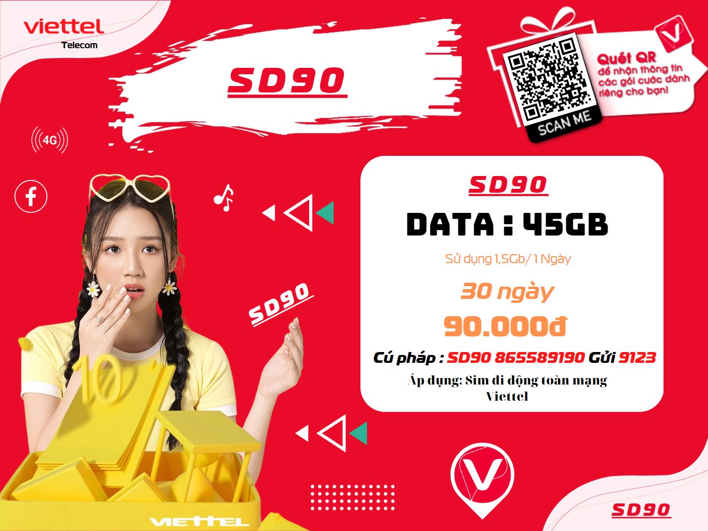 Các Gói Data SD Viettel Mới Nhất 70K 90K 120K 150K